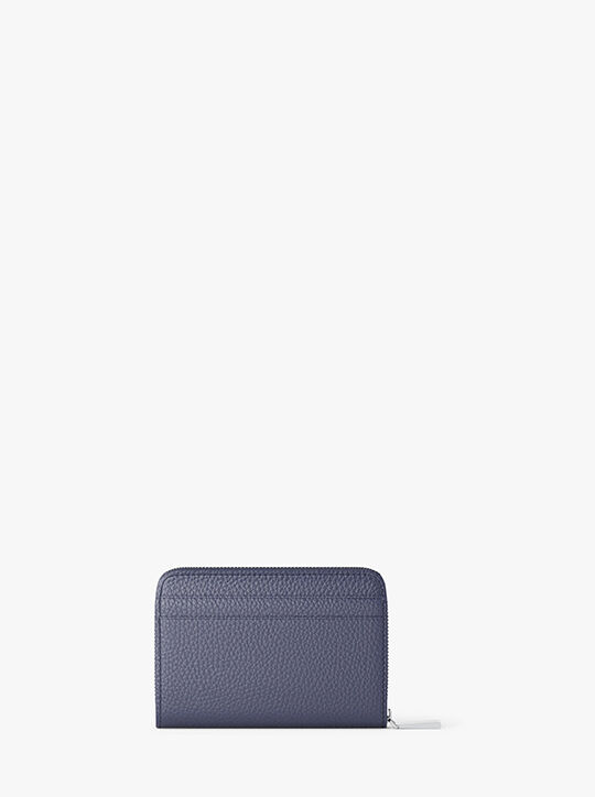 Jet Set Small Pebbled Leather Zip-Around Card Case, MIDNIGHT | Michael ...
